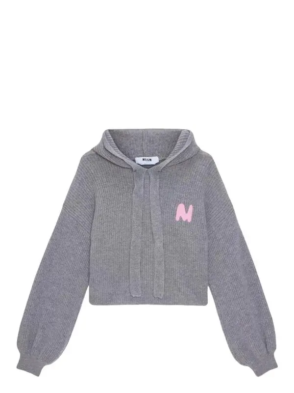 MSGM Hooded Balloon-sleeve Sweater - Grey