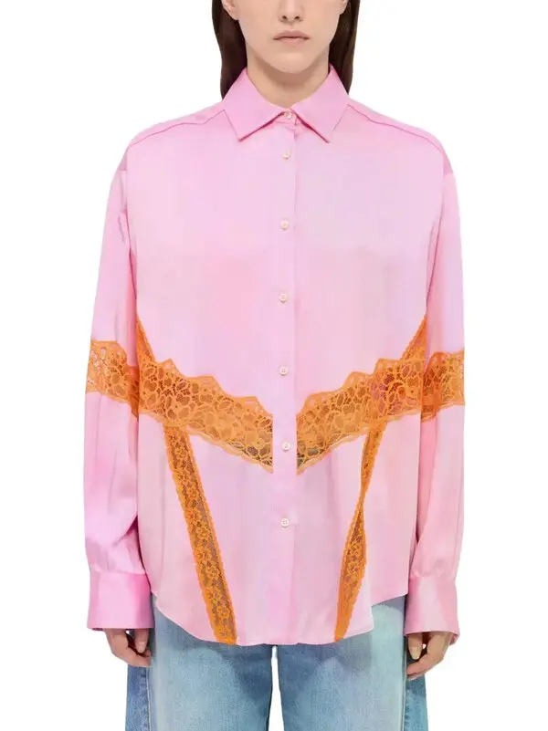 MSGM Lace Panel Shirt - Pink