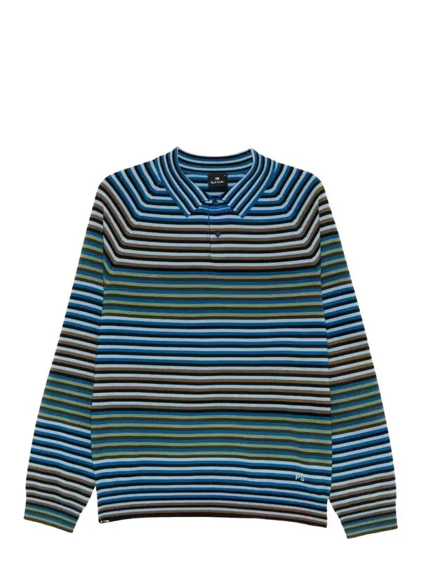Paul Smith Striped Polo Sweater - Blue