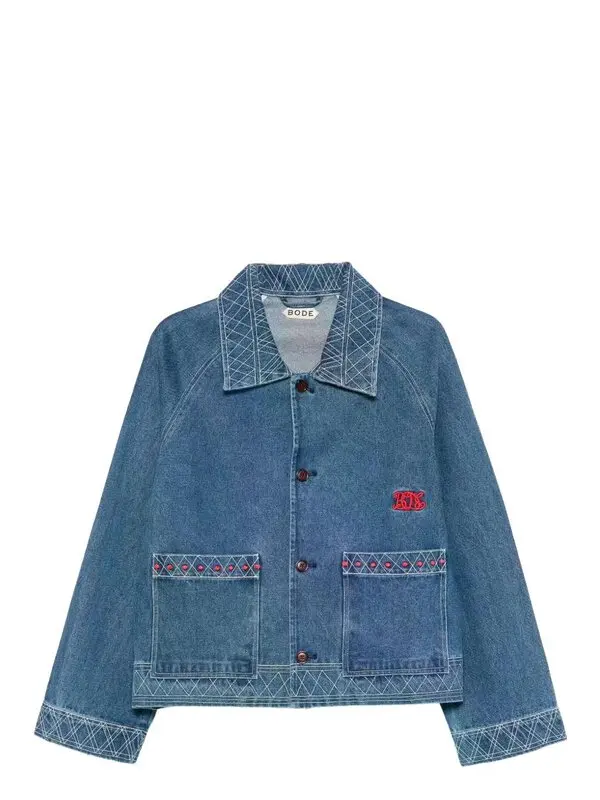 BODE Embroidered Denim Jacket - Blue