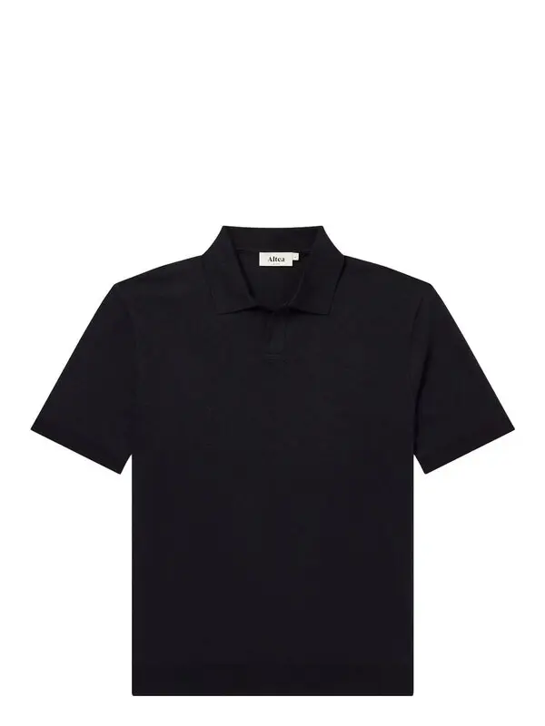 Altea Pierre Lyocell And Cotton-blend Polo Shirt - Black