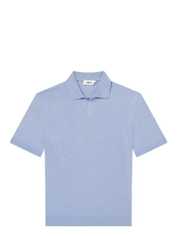 Altea Pierre Lyocell And Cotton-blend Polo Shirt - Blue