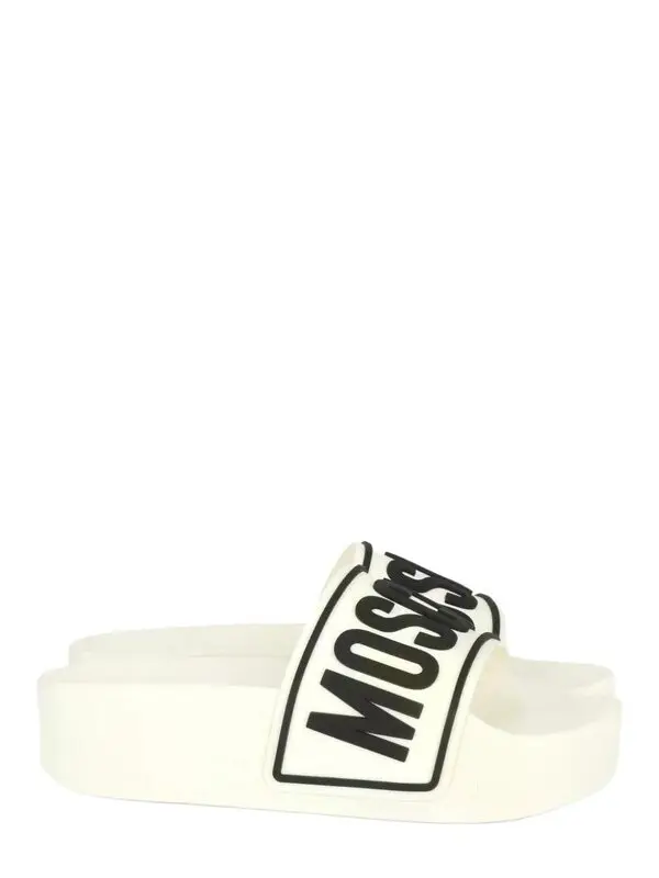 Moschino Logo Slide Sandals - Neutrals