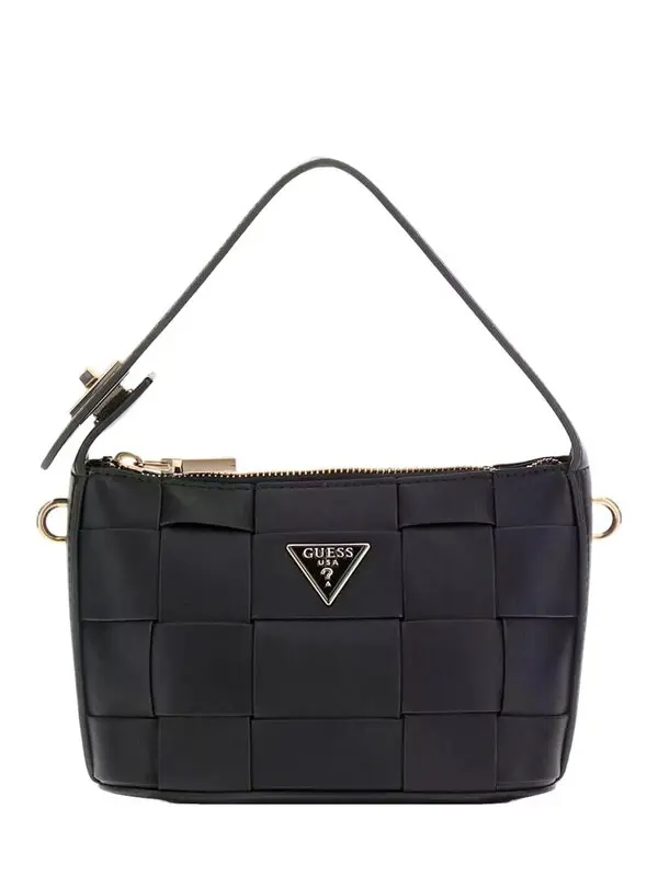 Guess Woven Top-handle Satchel - Black