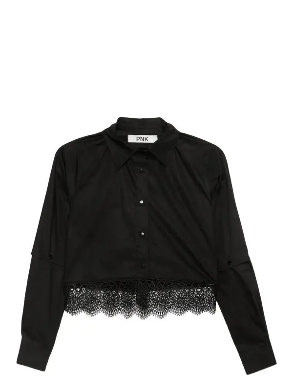 PNK Lace Panel Shirt - Black