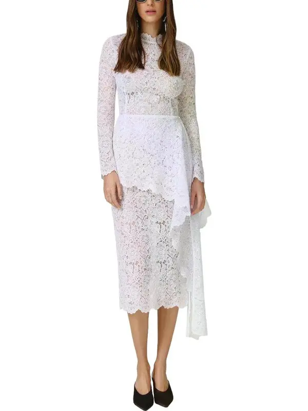 PNK Lace-construction Midi Dress - White