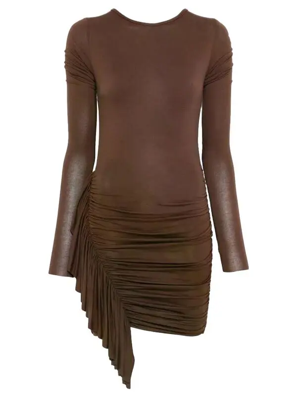 PNK Ruffled Mini Dress - Brown