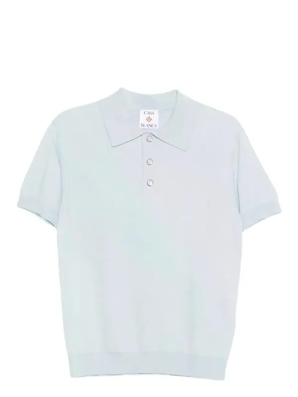 Casablanca Monogram Pointelle Polo Shirt - Blue