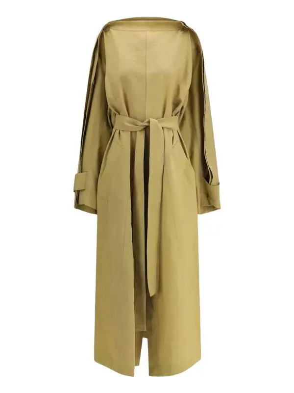 PETAR PETROV Belted Trench Coat Dress - Green