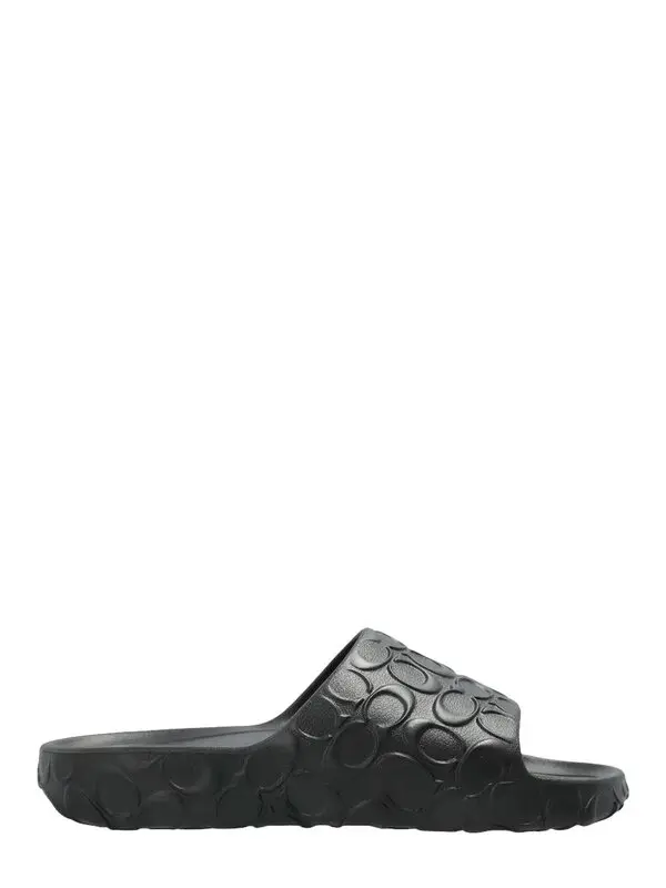 COACH Bay Embossed Slides - Black