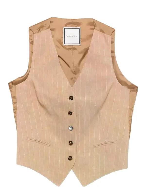 Tagliatore Pinstripe Buttoned Waistcoat - Neutrals