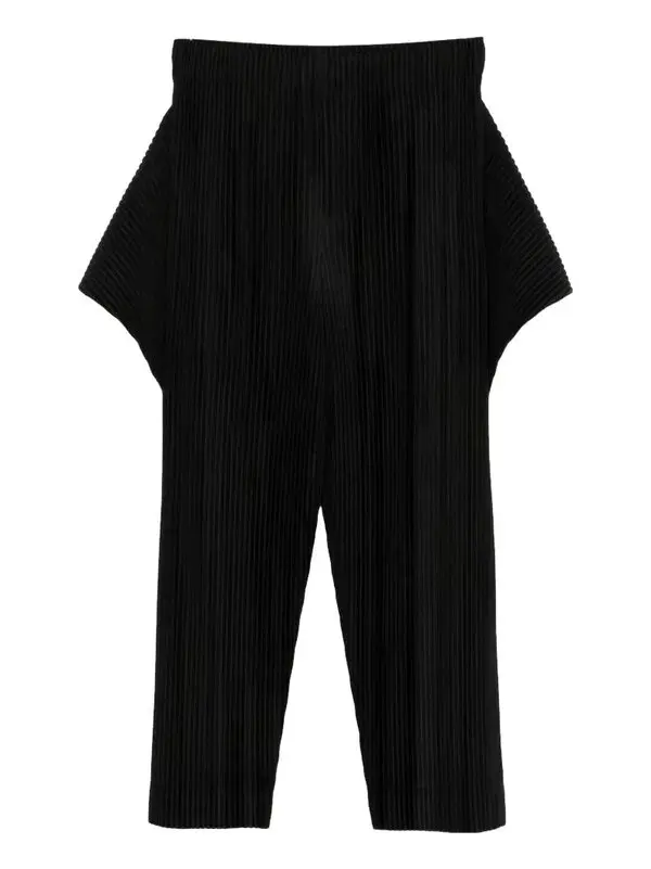 Issey Miyake Pleated Cropped Trousers - Black