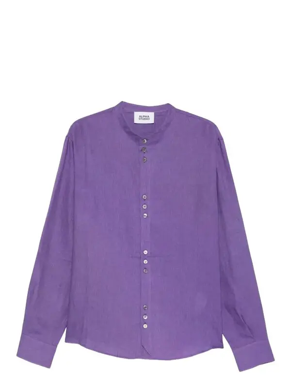 Alpha Studio Button Collar Shirt - Purple