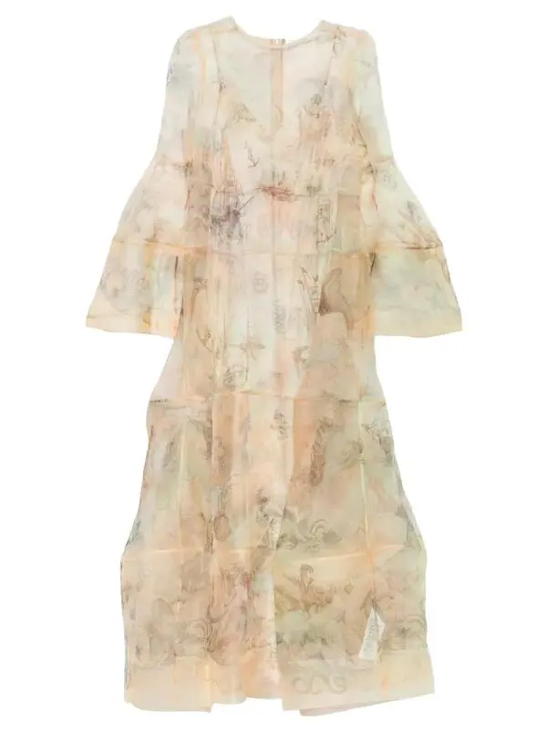 Zimmermann Rebellion Lantern Flared Printed Gown - Neutrals