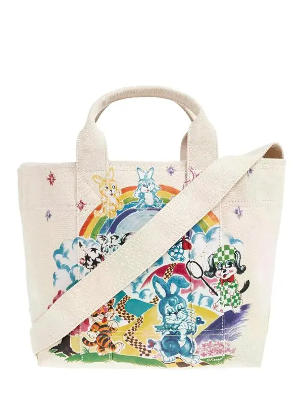 Kenzo Tote Bag With Graphic Print - Neutrals