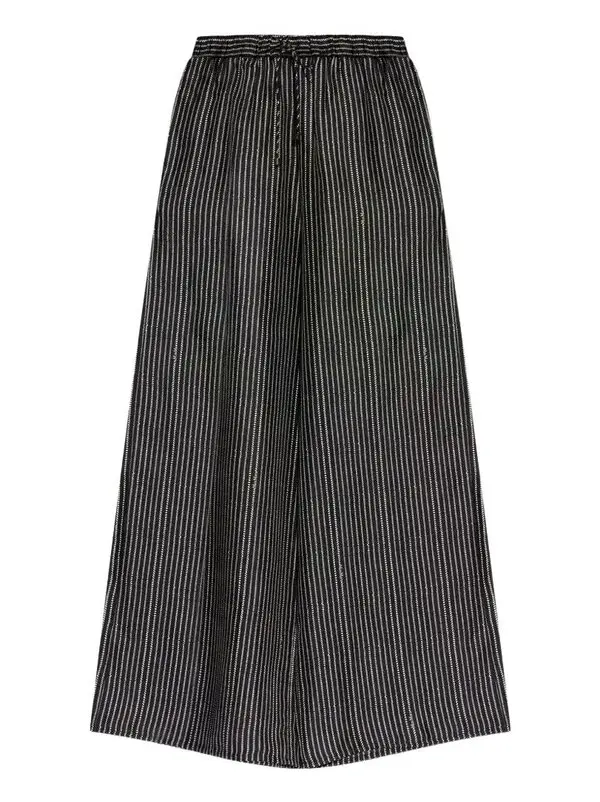 Max Mara Striped Drawstring Trousers - Black