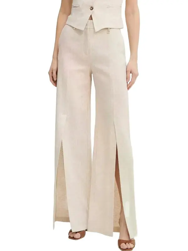 FRACOMINA Front-slit Wide-leg Trousers - Neutrals