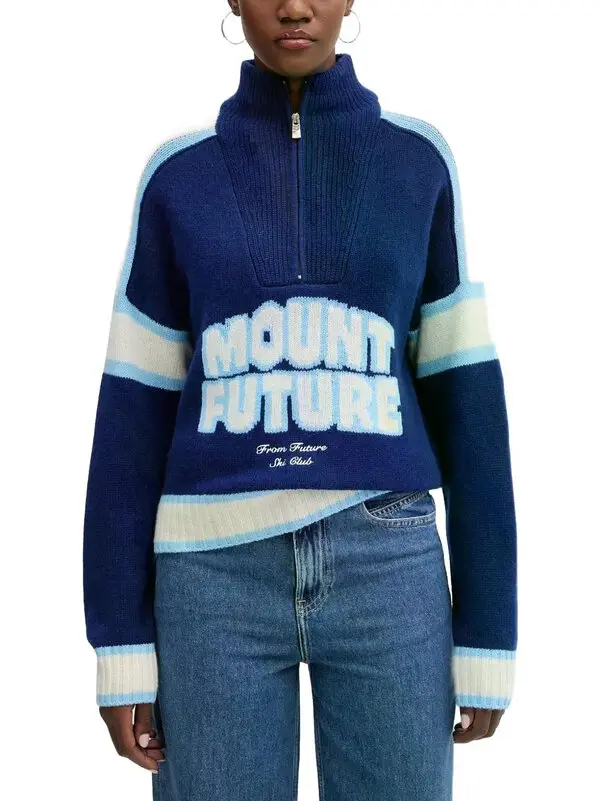 From Future Striped Half-zip Sweater - Blue