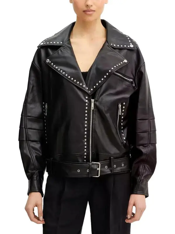 FRACOMINA Stud-embellished Zip-up Biker Jacket - Black