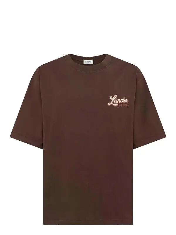 LANEUS Logo-print T-shirt - Brown