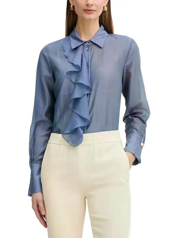 FRACOMINA Ruffled Buttoned Shirt - Blue