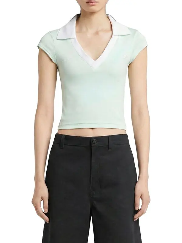 COURREGES Cropped Polo Shirt - Gnawed Blue