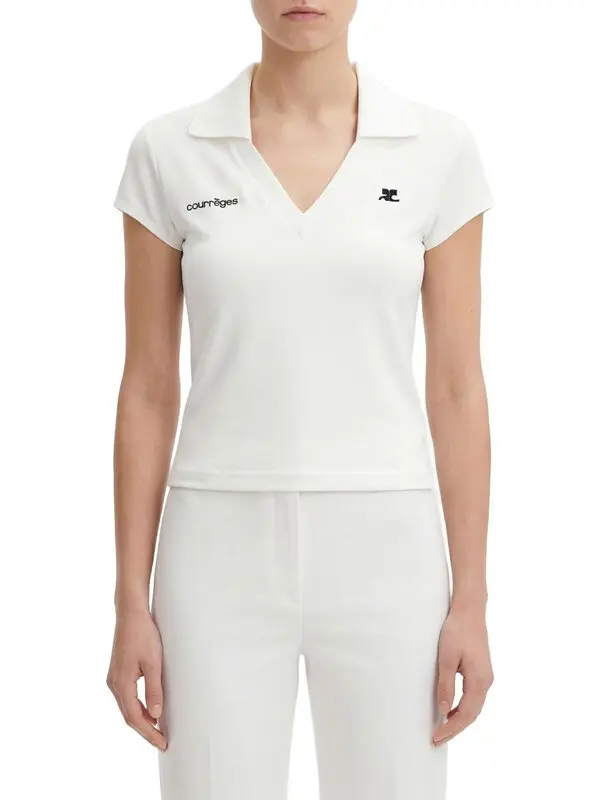 COURREGES Cropped Polo Shirt - White