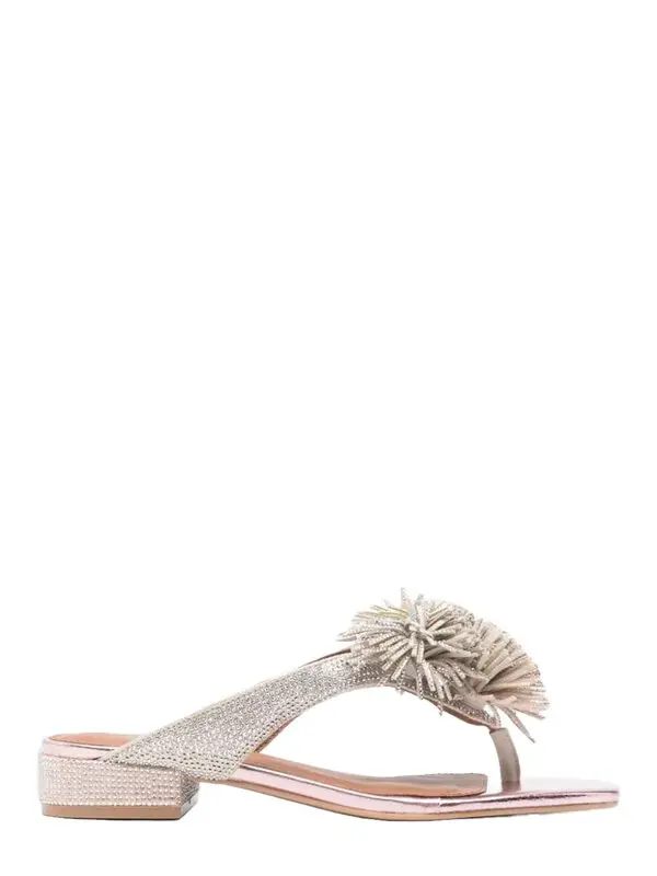 Kurt Geiger Embellished Canvas Thong Sandals With Rhinestones - Multicolor