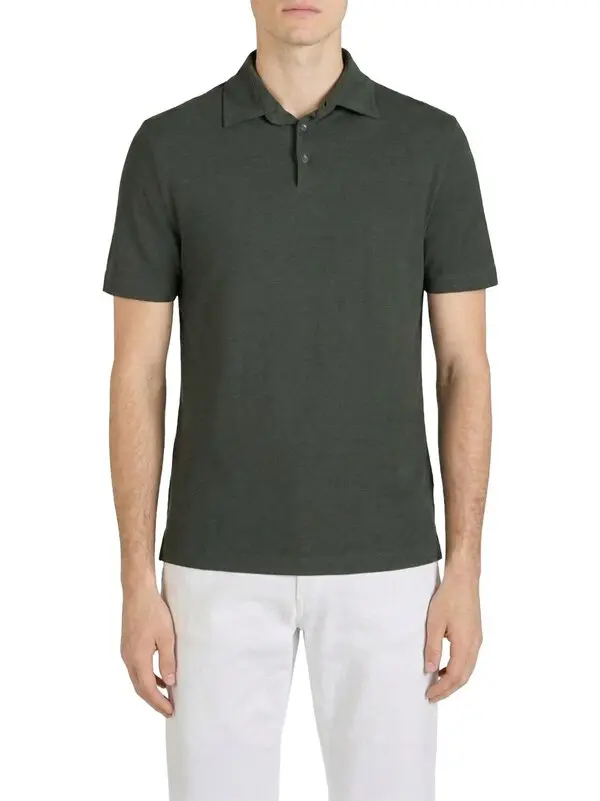 ZANONE Basic Cotton Polo Shirt - Green