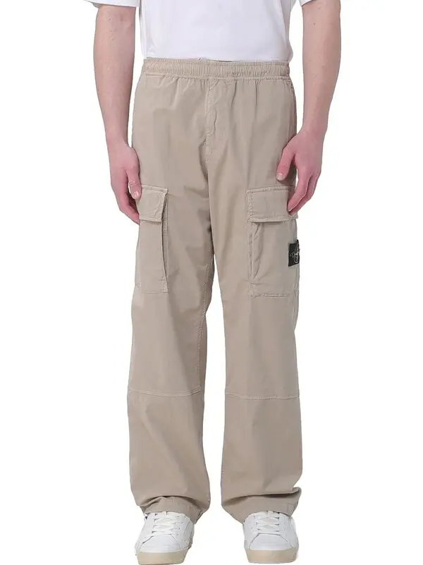 Stone Island Cotton Twill Cargo Trousers - Sand
