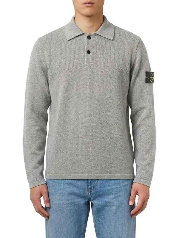 Stone Island Fine Knit Cotton Polo Shirt - Grey