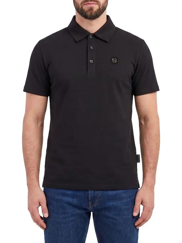 Philipp Plein Cotton Polo Shirt With Monogram - Black