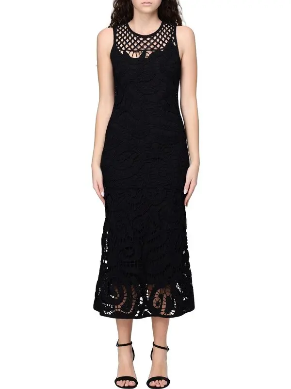 Pinko Crochet Midi Dress - Black