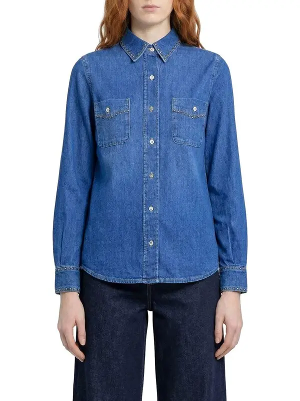 7 For All Mankind Embellished Denim Shirt - Blue