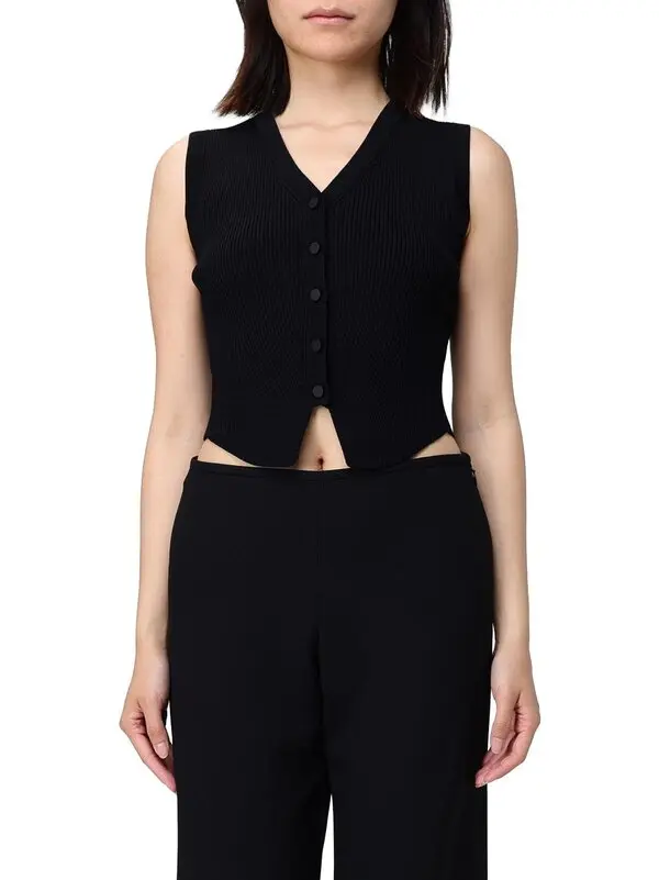 Armani Exchange Ribbed Knit Waistcoat - Black