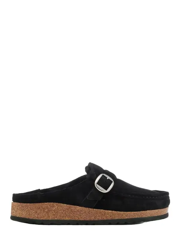 BIRKENSTOCK Shearling Suede Buckley Mules - Black