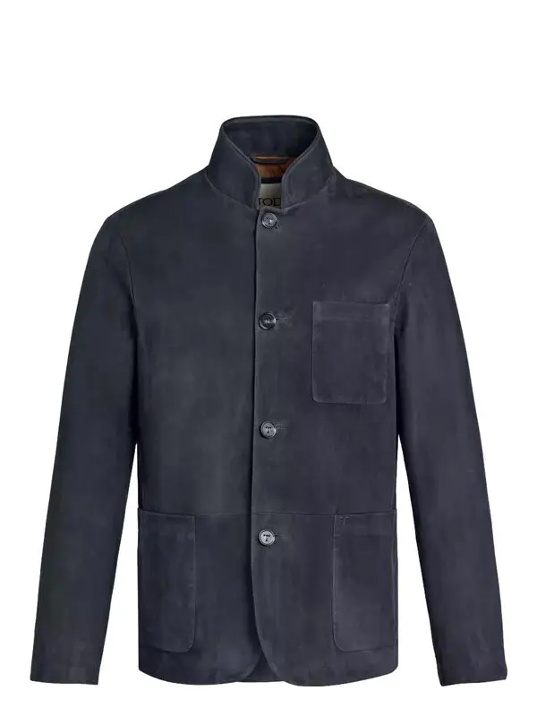TOD'S Buttoned Suede Jacket - Blue