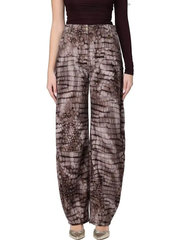 Elisabetta Franchi Printed Straight Leg Jeans - Brown