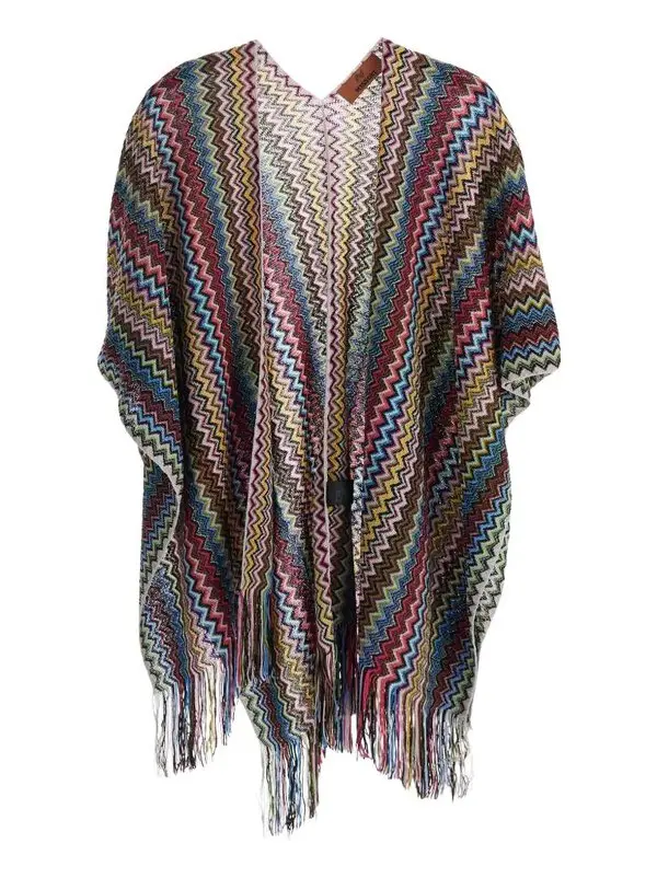 Missoni Chevron Fringed Cape - Blue