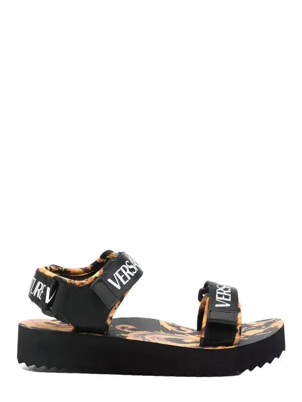 Versace Logo-strap Platform Sandals - Black
