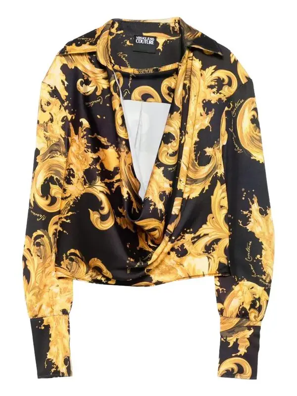 Versace Baroque Print Cowl-neck Blouse - Black