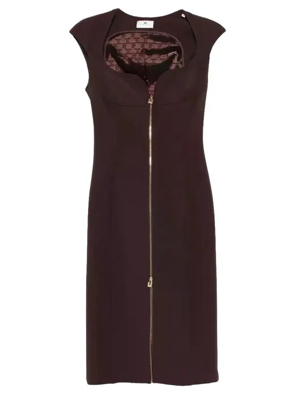 Elisabetta Franchi Zip-up Midi Dress - Brown