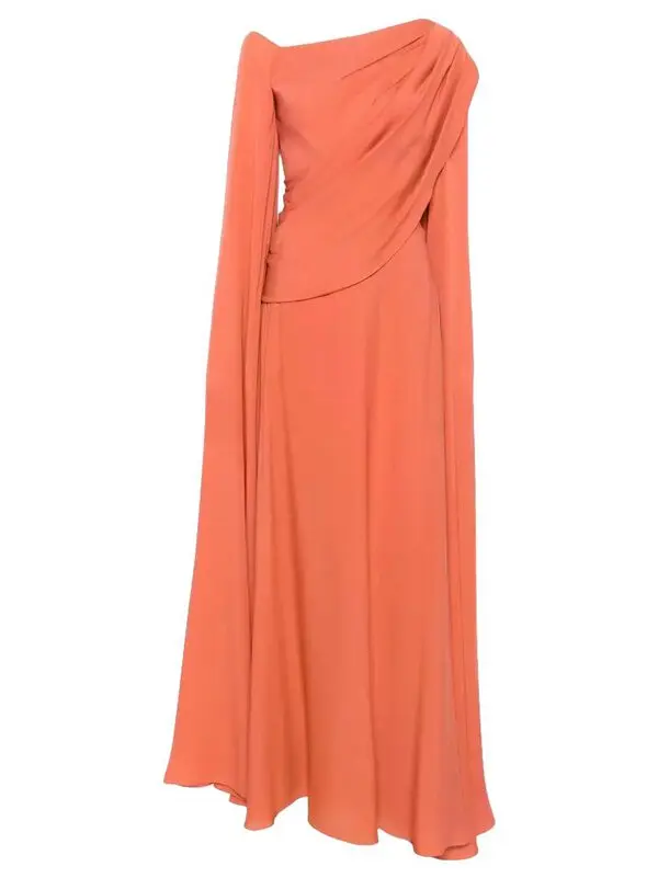 Elie Saab Draped Long-sleeve Gown - Orange