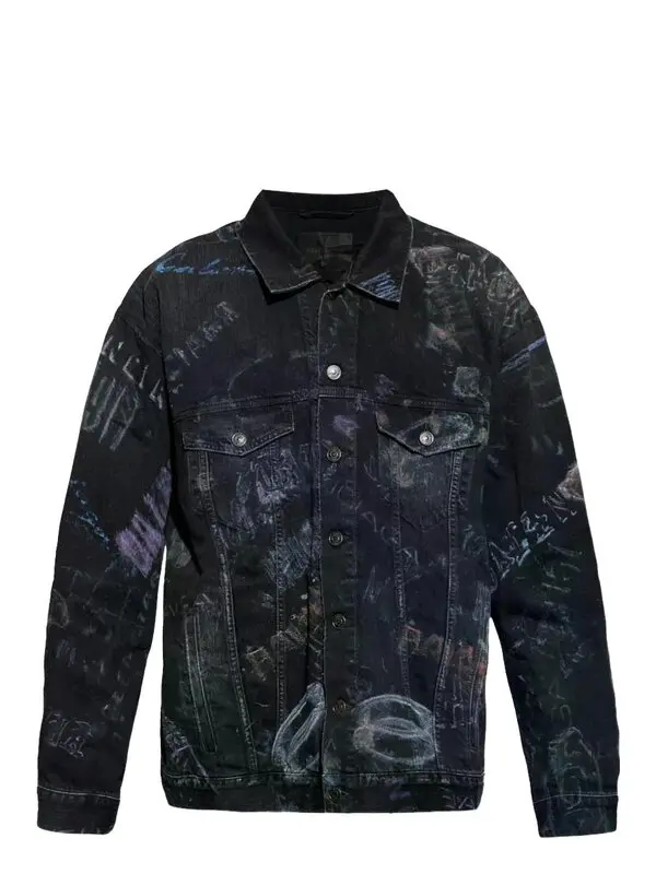 Balenciaga Buttoned Printed Jacket - Black