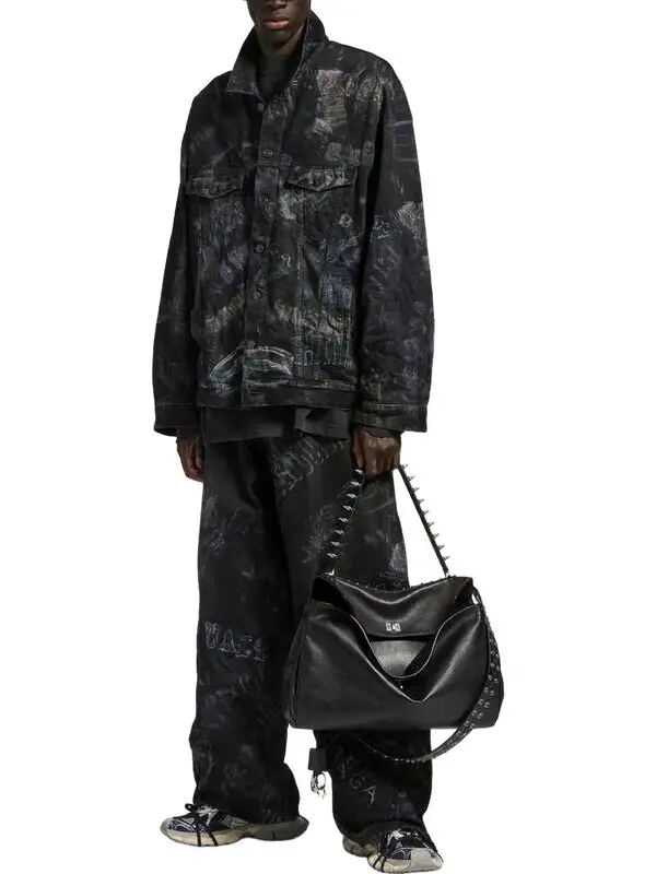 Balenciaga Buttoned Printed Jacket - Black