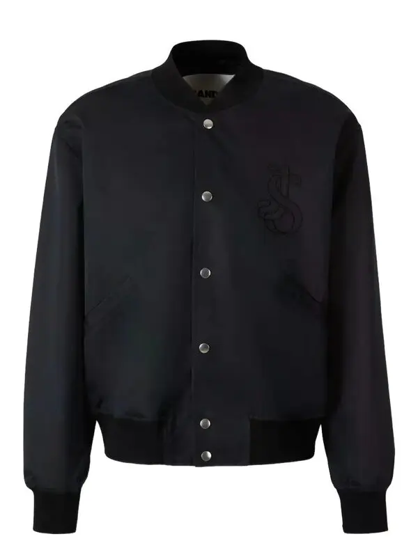 JIL SANDER Embroidery Button Bomber Jacket - Black