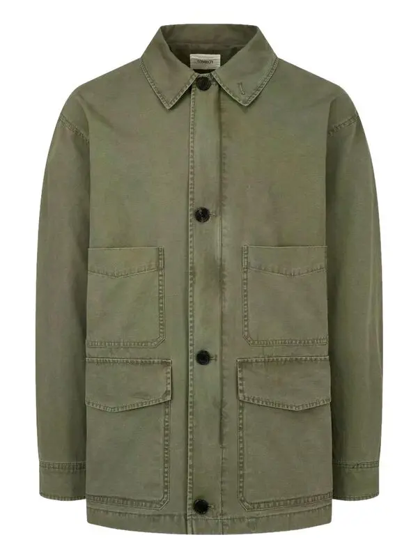 STUDIO TOMBOY Button-up Washed-effect Jacket - Green