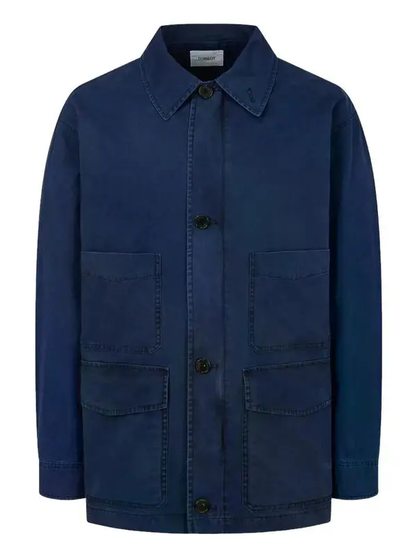 STUDIO TOMBOY Button-up Washed-effect Jacket - Blue