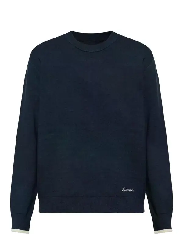 SAMSOE SAMSOE Crewneck Logo Sweater - Blue