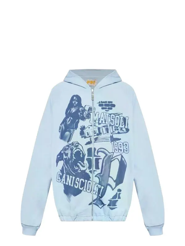 PDF Graphic-print Zip-up Hoodie - Blue